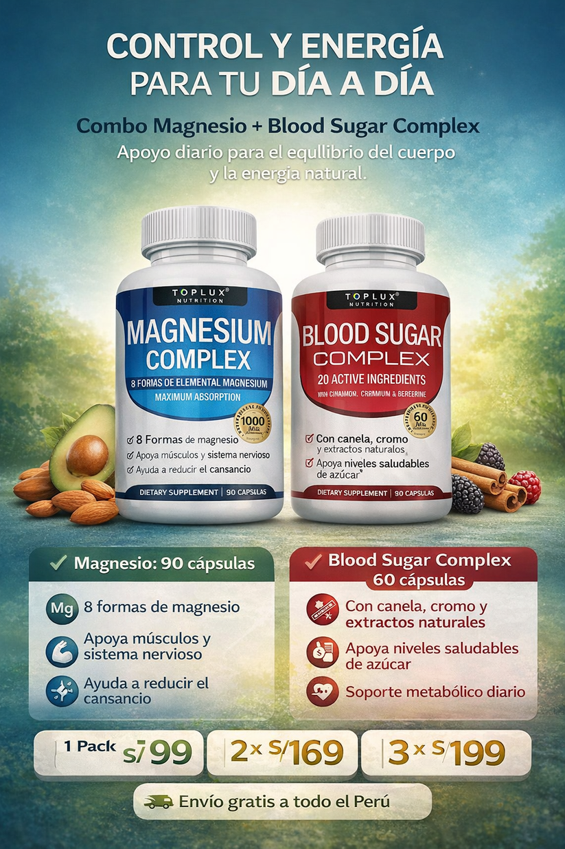 Combo Magnesium Complex 90 cápsulas + Blood Sugar Complex 60 cápsulas ...